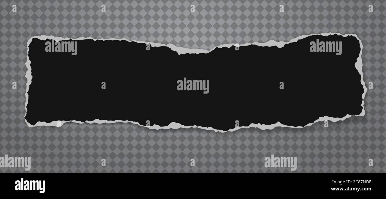 Torn of black paper with soft shadow is on dark grey squared background ...