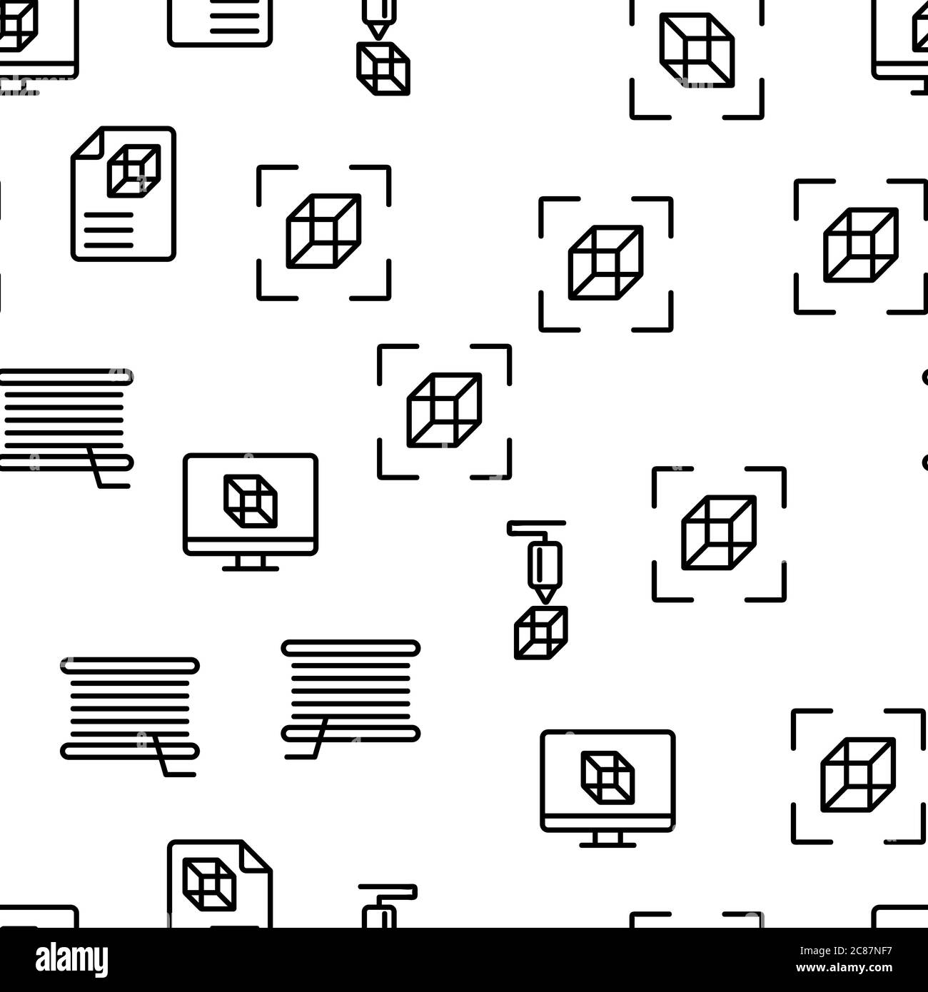 3d Printing Processing Vector Seamless Pattern Stock Vector Image & Art ...