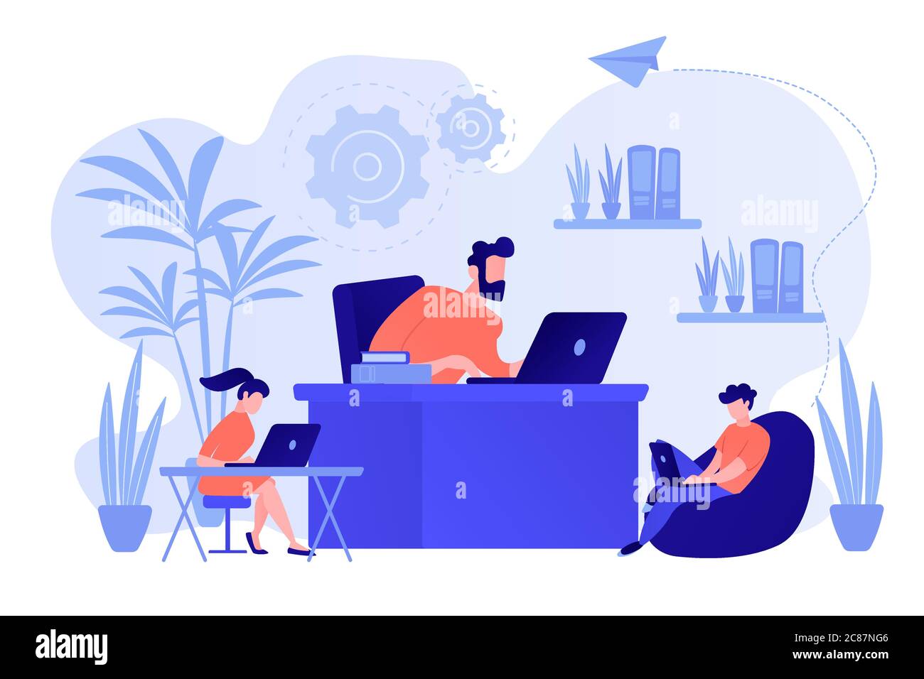 Biophilic design in workspace concept vector illustration Stock Vector ...