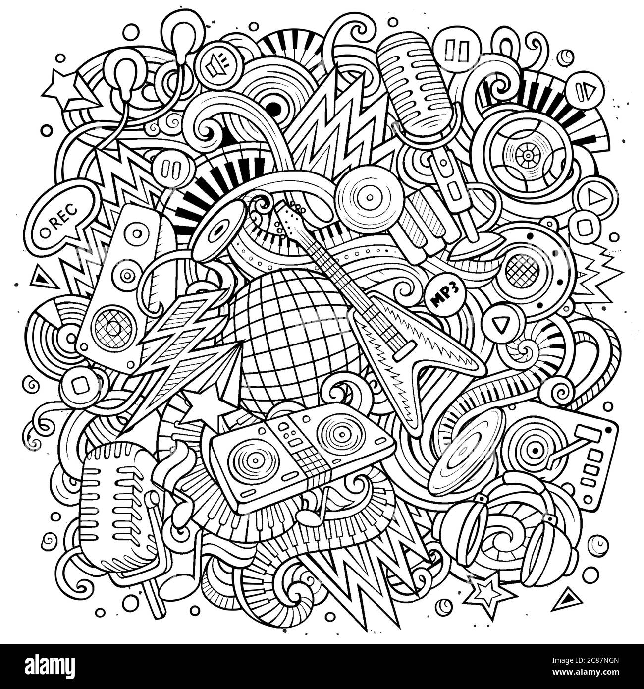 Cartoon vector doodles Disco music illustration Stock Vector Image ...
