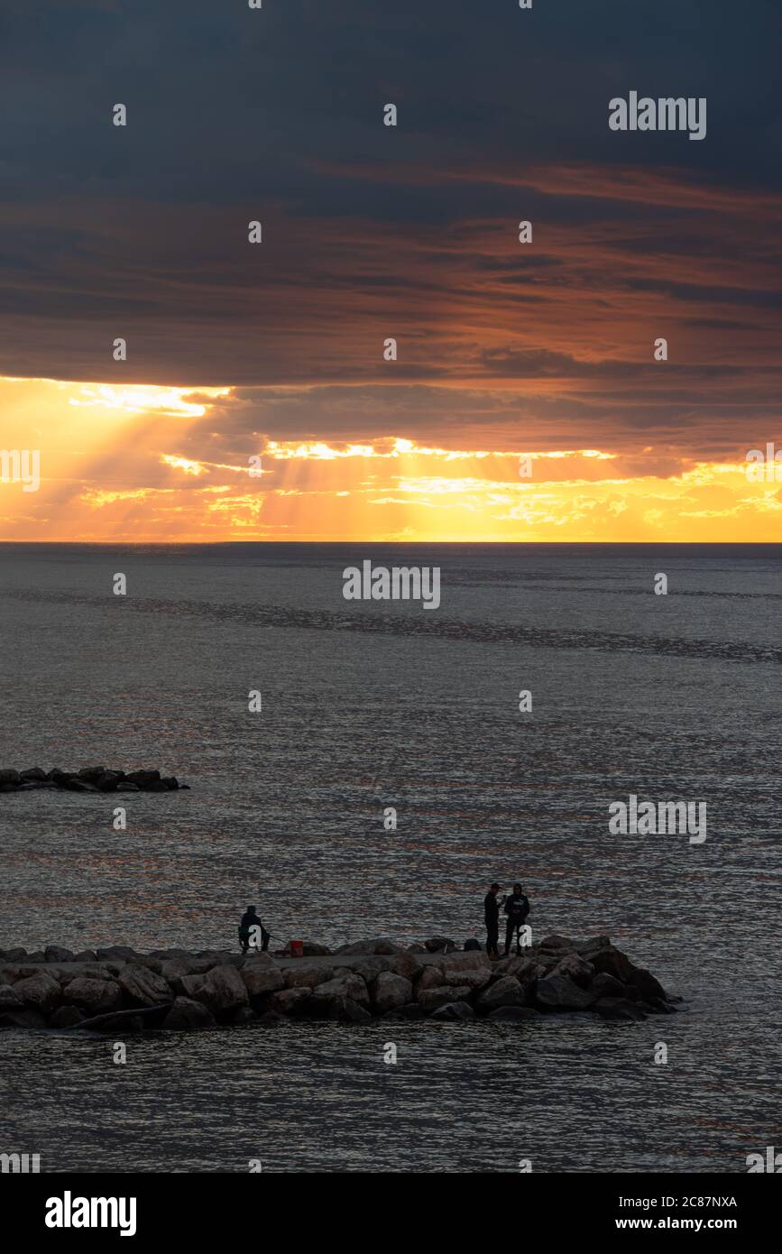 Sunset on Lake Erie over the water Stock Photo - Alamy