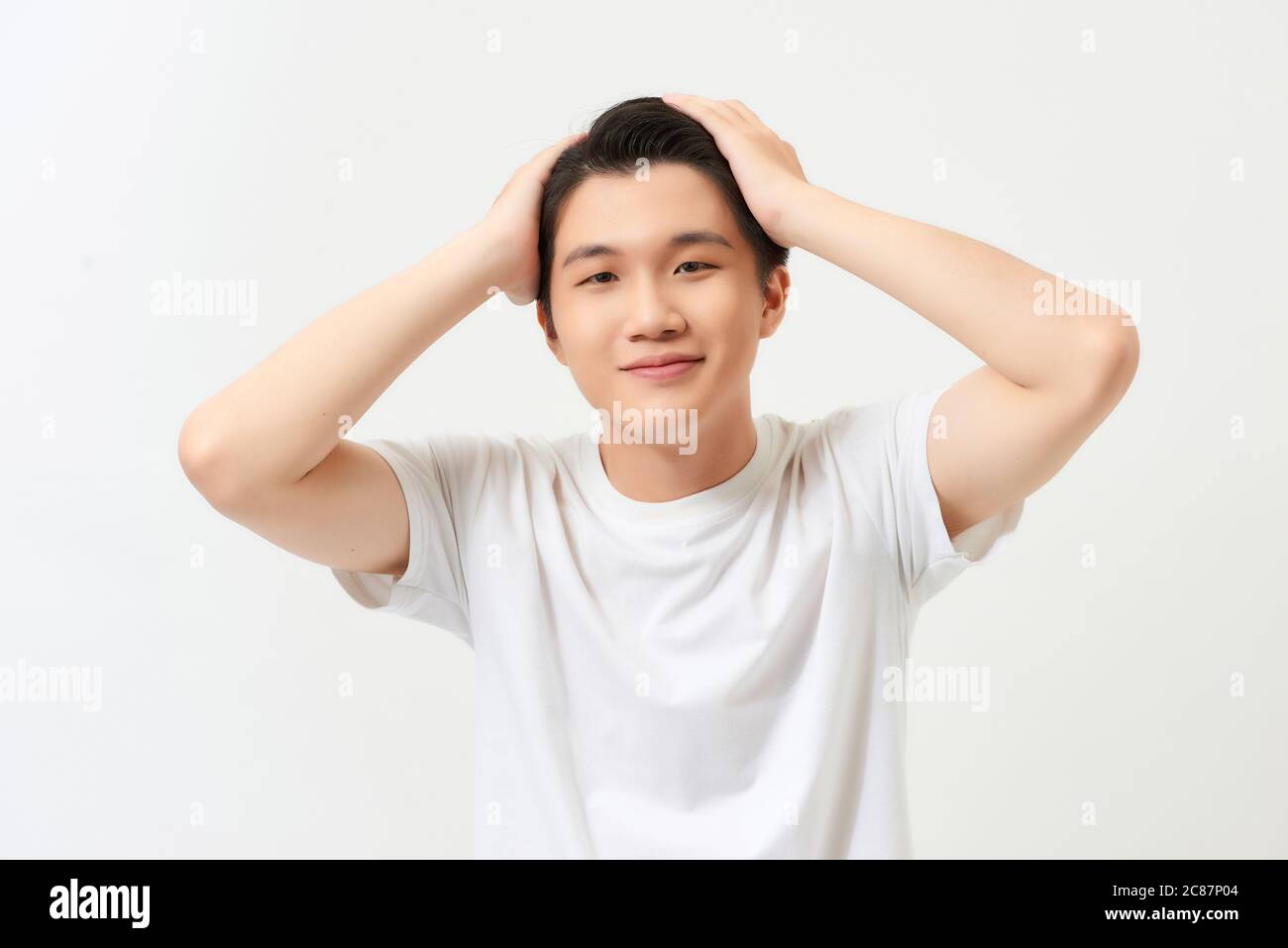 Flirty handsome. Portrait of handsome young beard man looking at camera ...