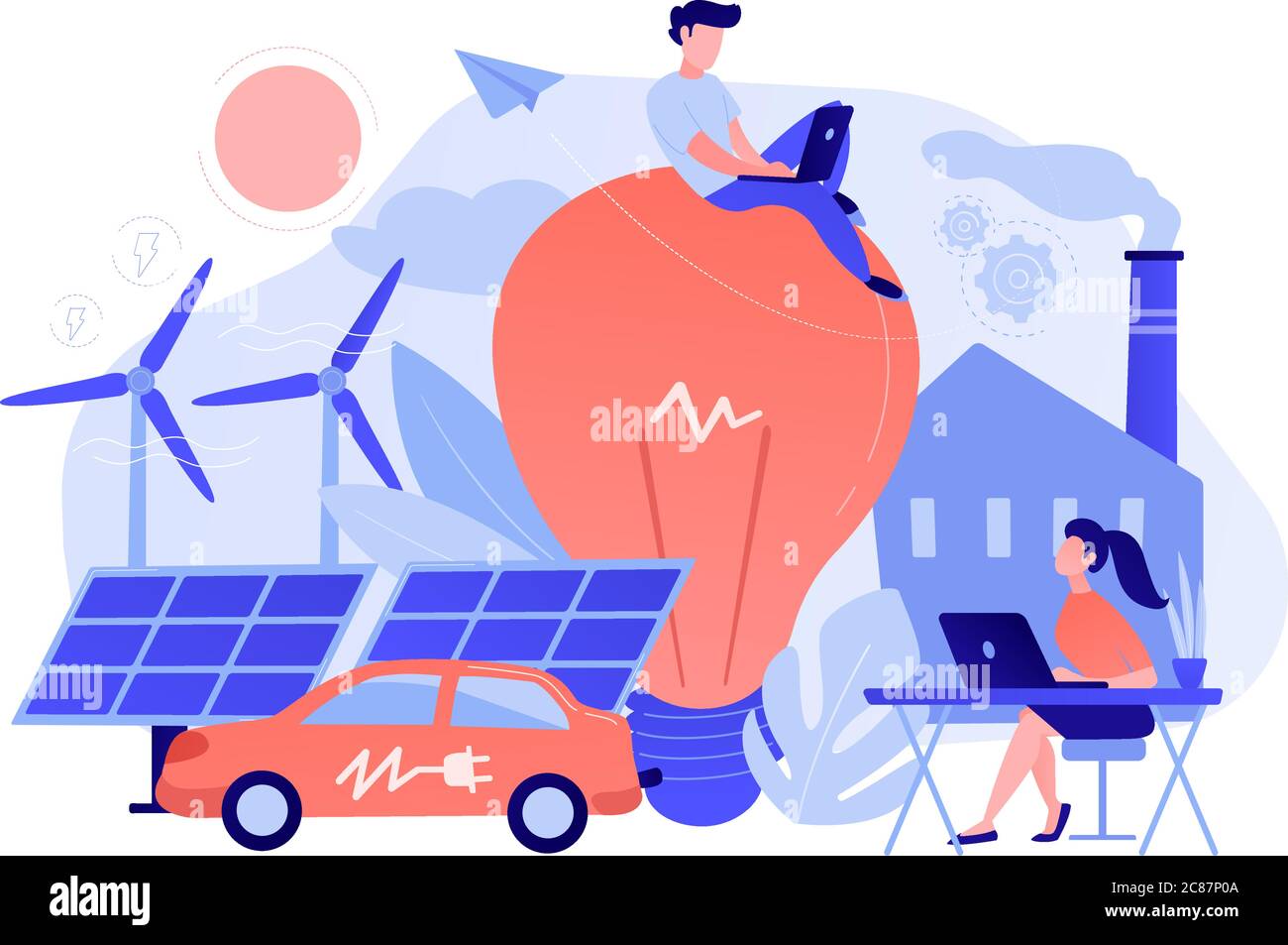 Smart energy and power systems IoT smart city concept vector ill Stock ...