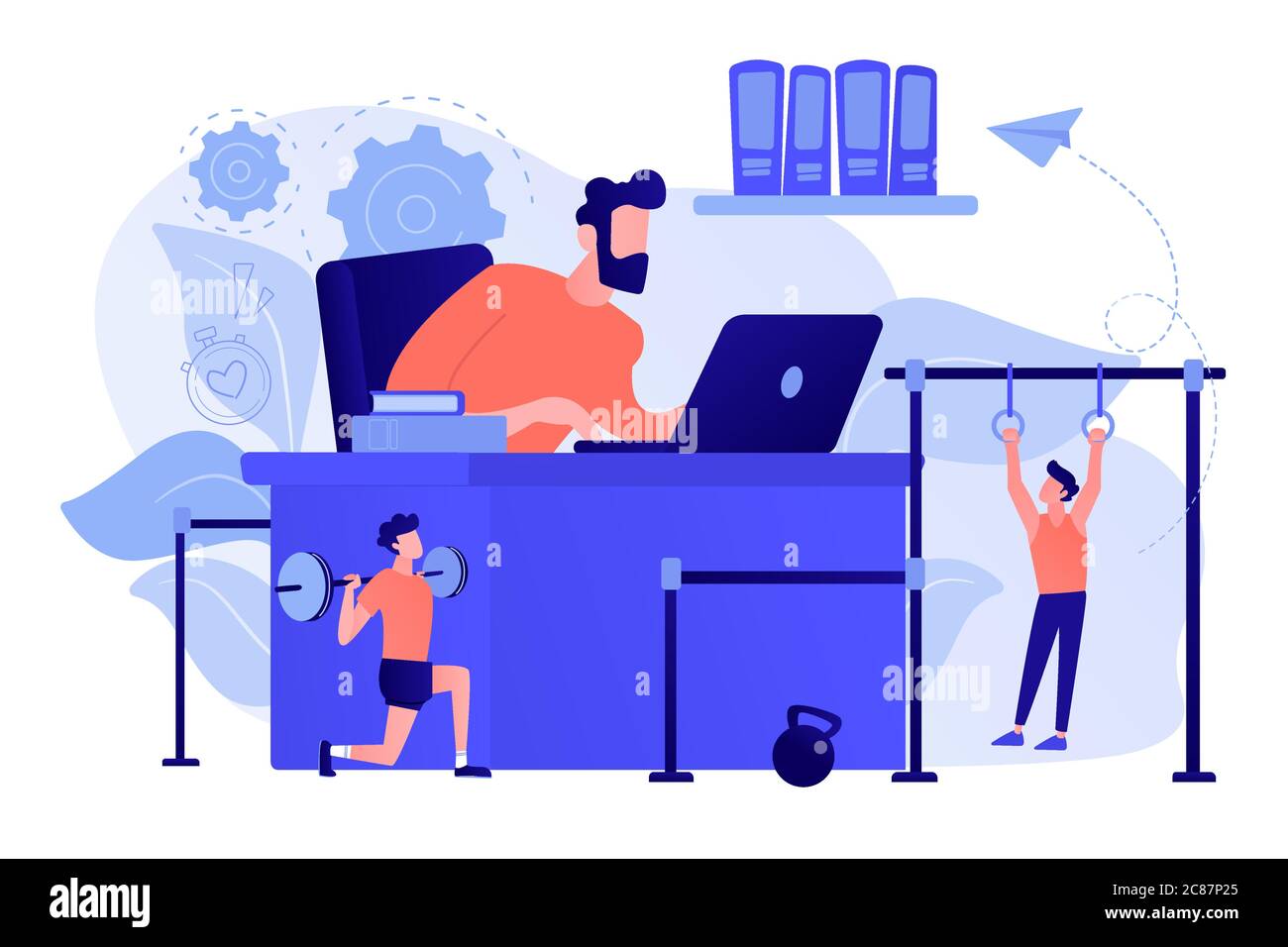 Fitness-focused workspace concept vector illustration Stock Vector ...