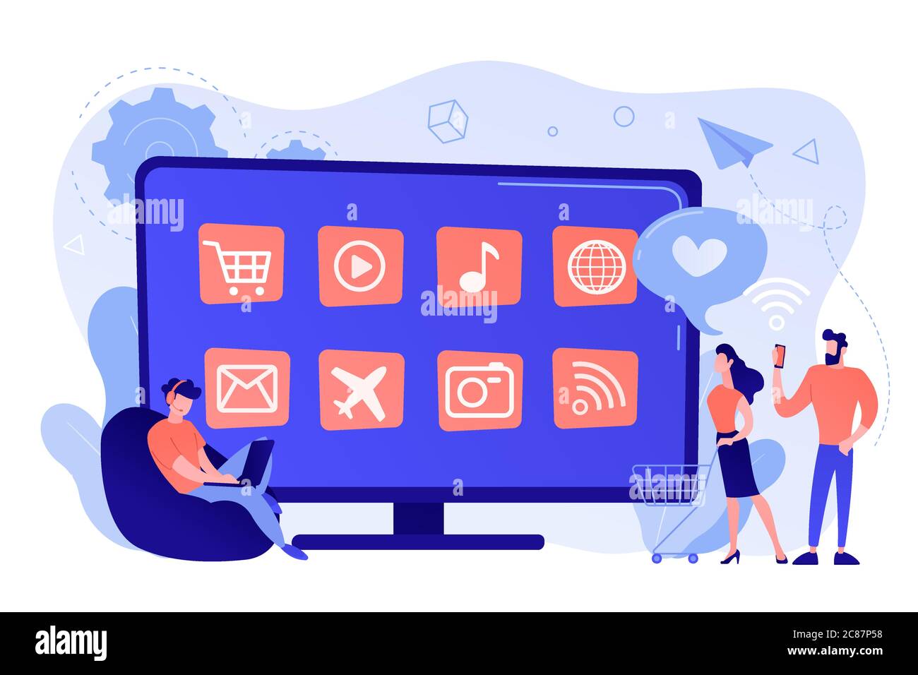 Smart TV applications concept vector illustration Stock Vector Image ...