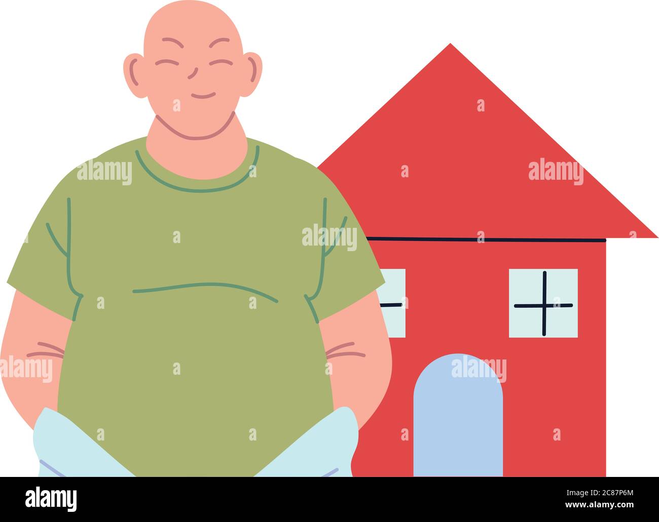 asian man cartoon in front of house design, Male person people human ...
