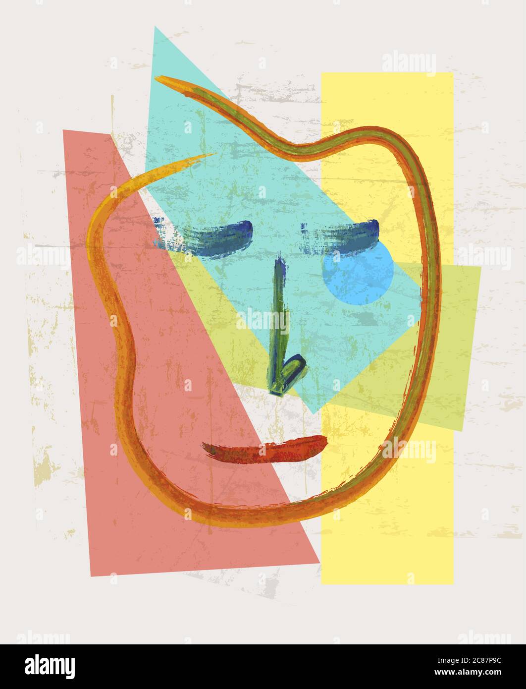 beautiful woman's face, abstract vector art, vibrant colors and grungy ...