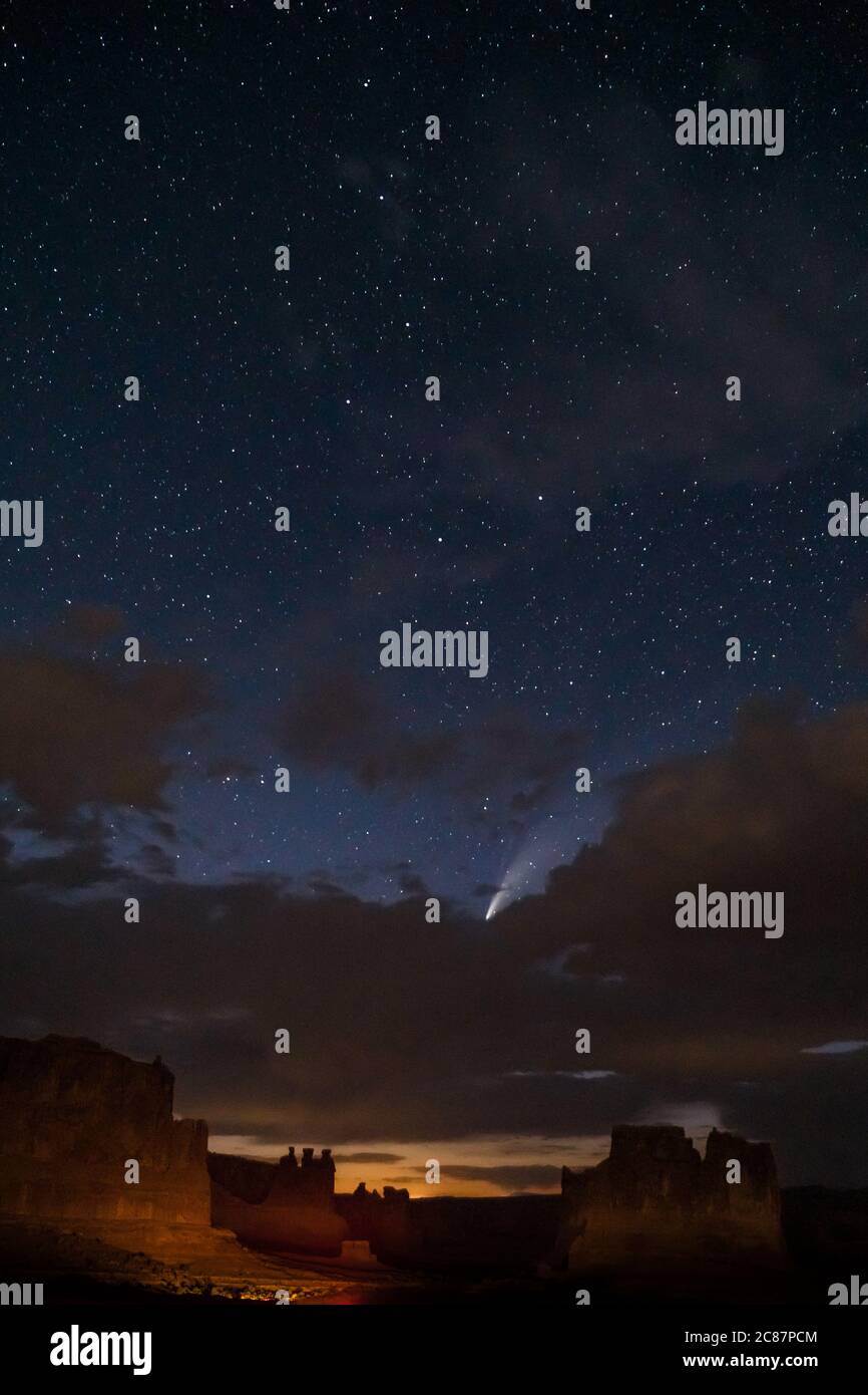 Comet Neowise over the Three Gossips and Sheep Rock in Arches National ...