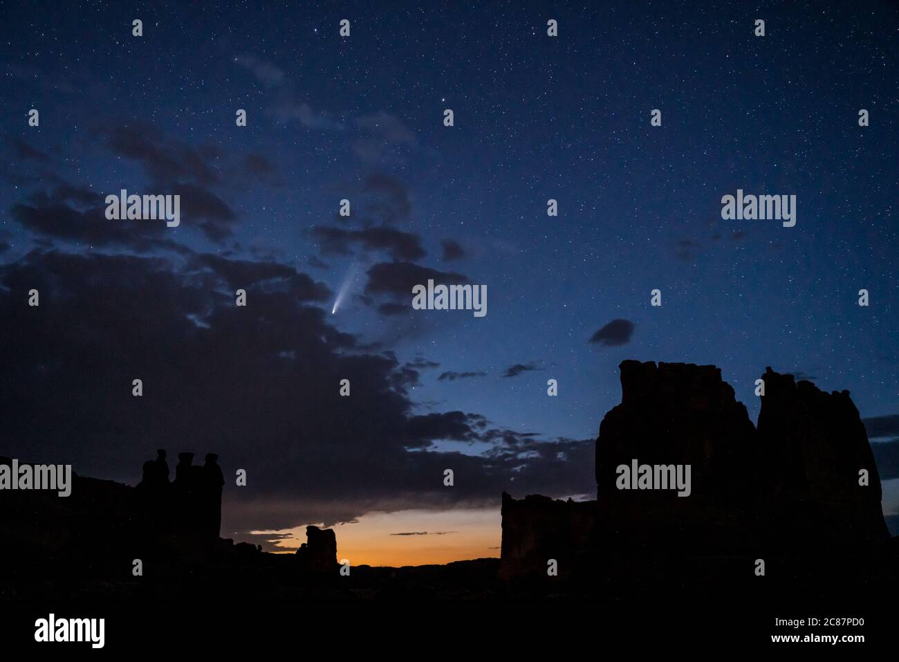 Comet Neowise over the Three Gossips and Sheep Rock in Arches National ...