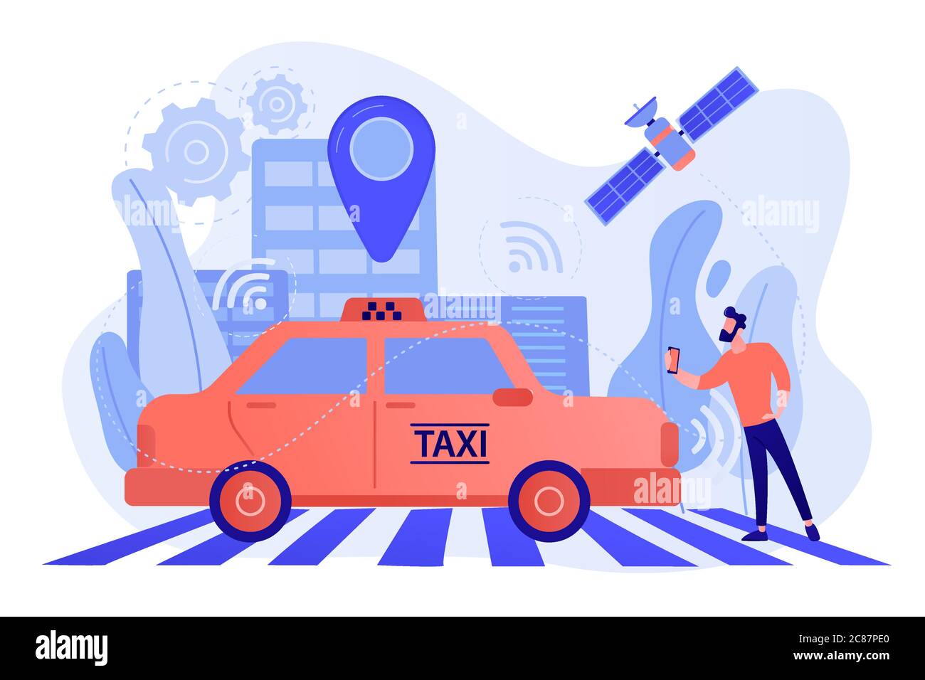 Autonomous taxi concept vector illustration Stock Vector Image & Art ...