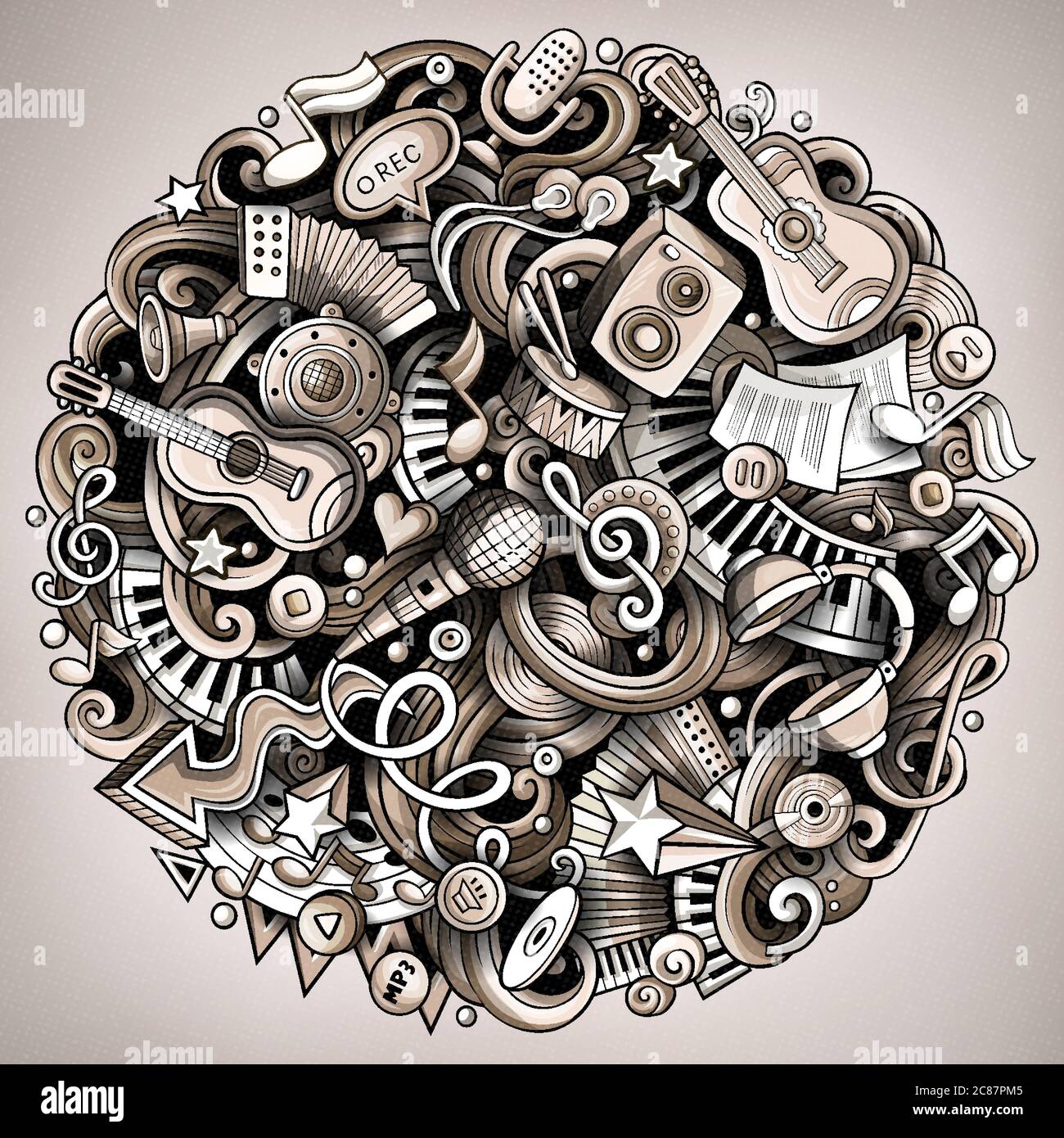 Cartoon vector doodles Music illustration Stock Vector Image & Art - Alamy