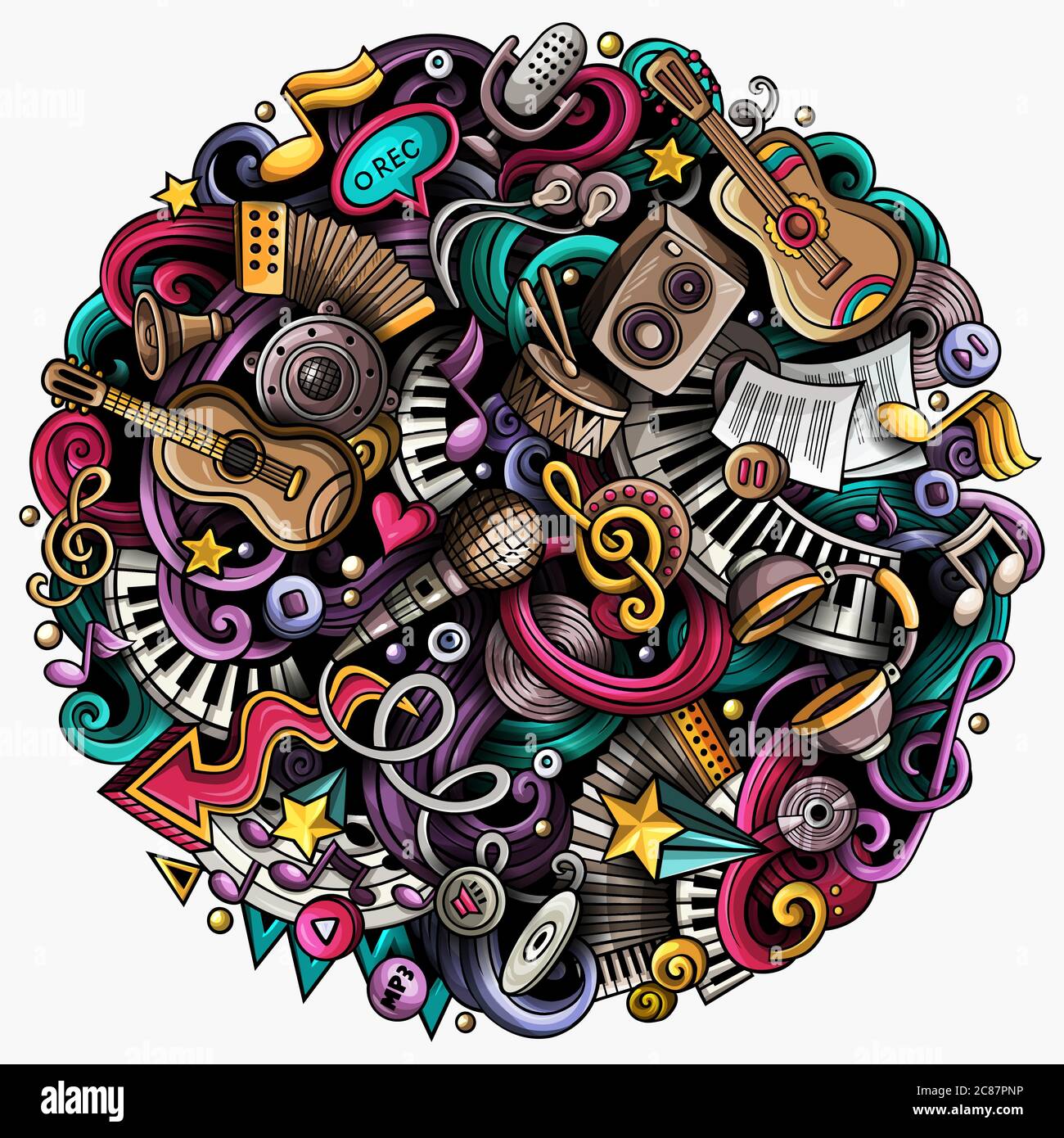 Cartoon vector doodles Music illustration Stock Vector Image & Art - Alamy
