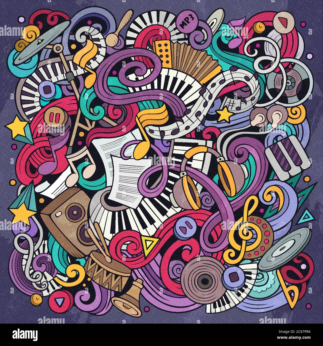Music hand drawn vector doodles illustration. Musical poster design ...