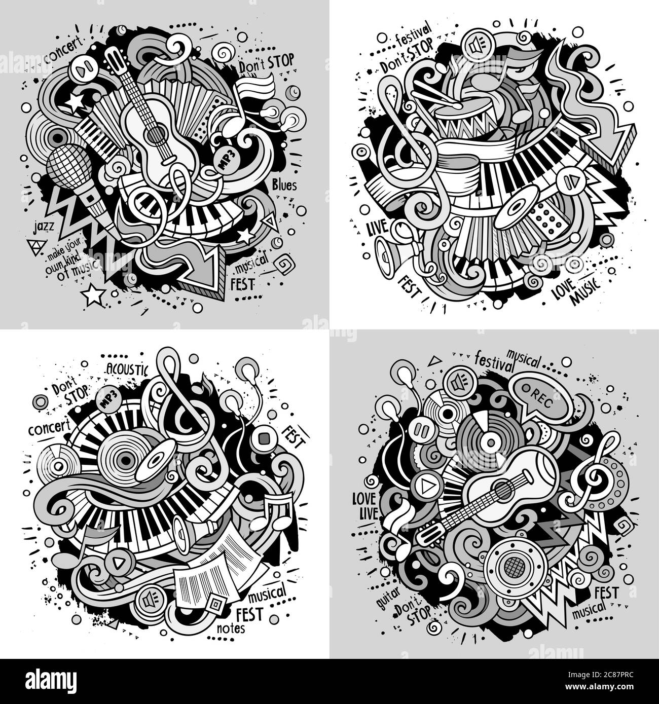 Music cartoon vector doodle illustration Stock Vector Image & Art - Alamy