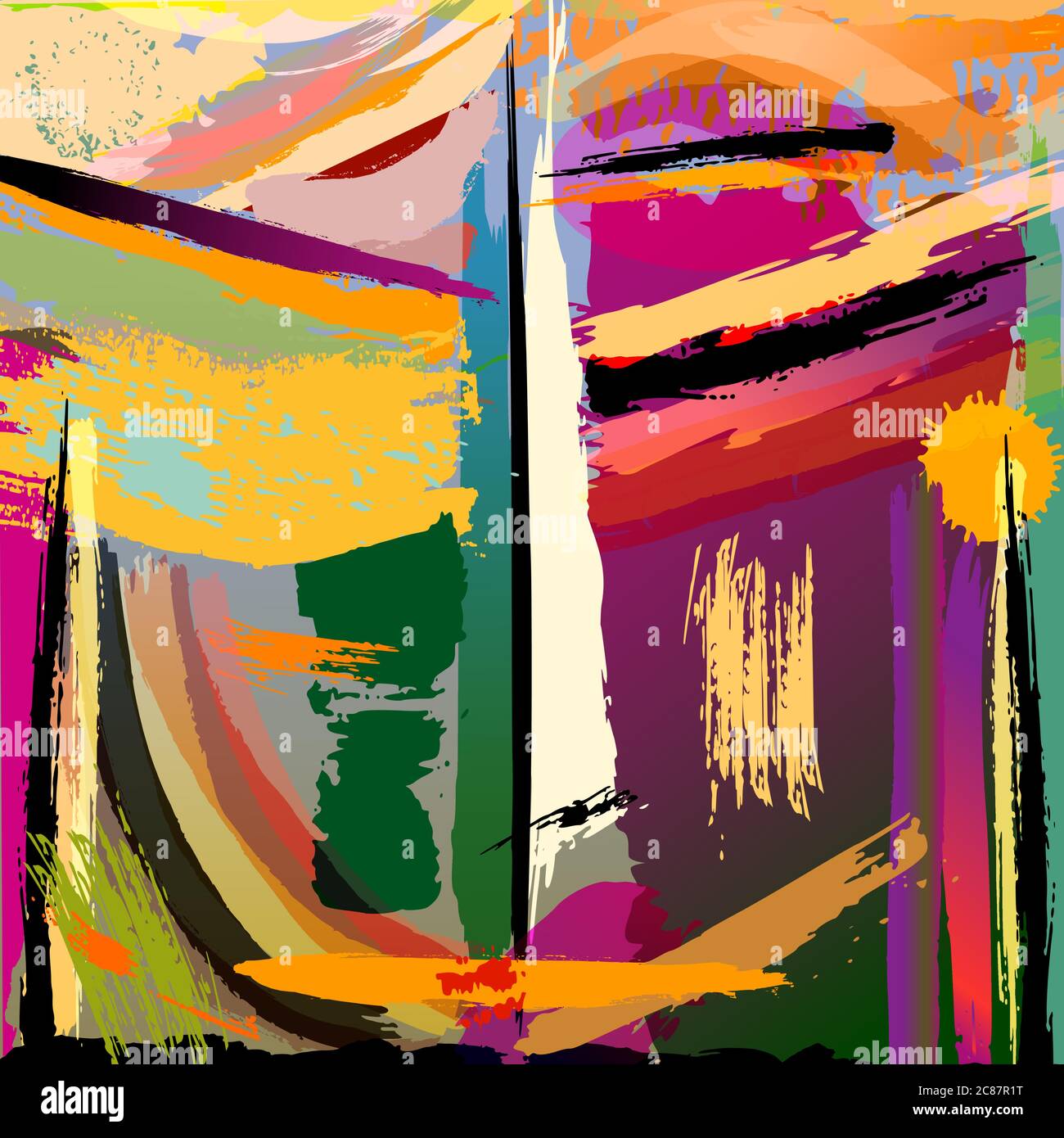 beautiful woman's face, abstract vector art, vibrant colors and grungy ...