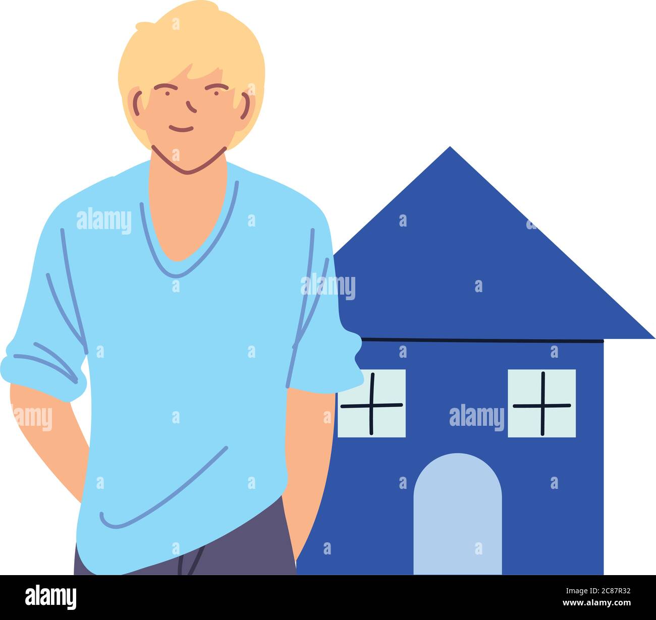 Man in house conceptual Stock Vector Images - Alamy