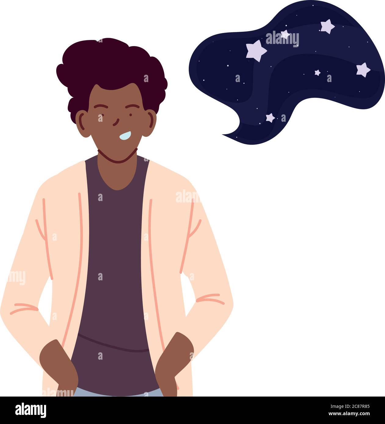 black man cartoon with night bubble design, Male person people human ...