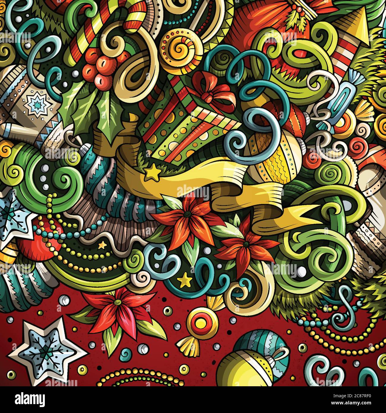 Cartoon cute doodles Happy New Year frame Stock Vector Image & Art - Alamy