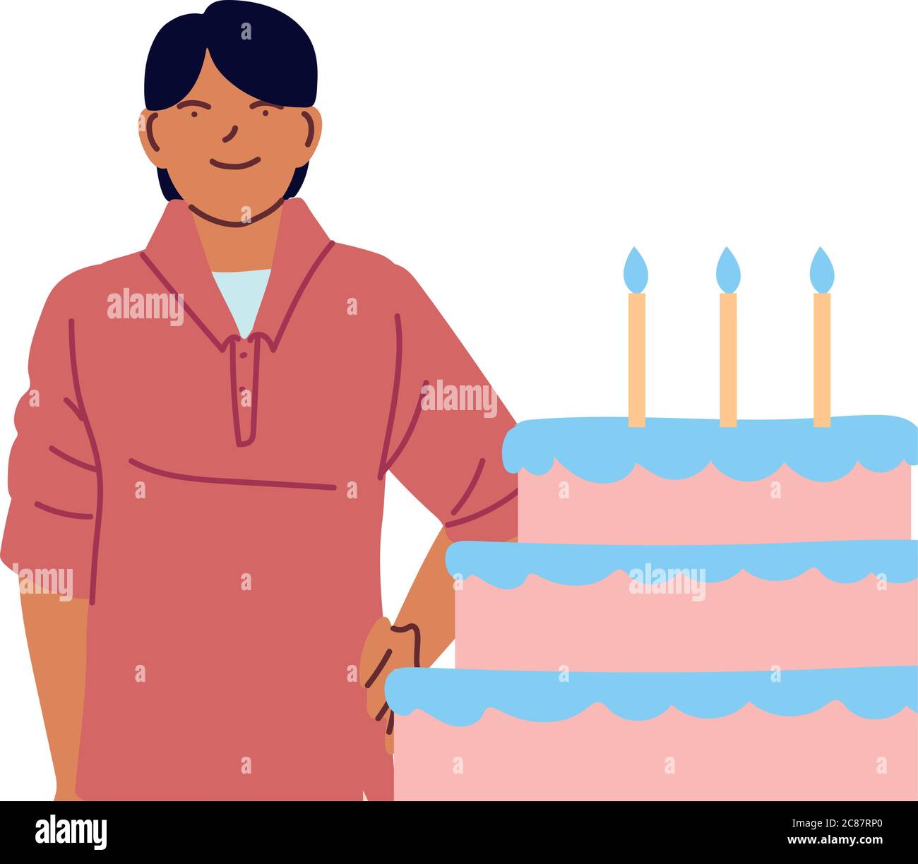 latin man cartoon with cake design, Happy birthday card celebration ...