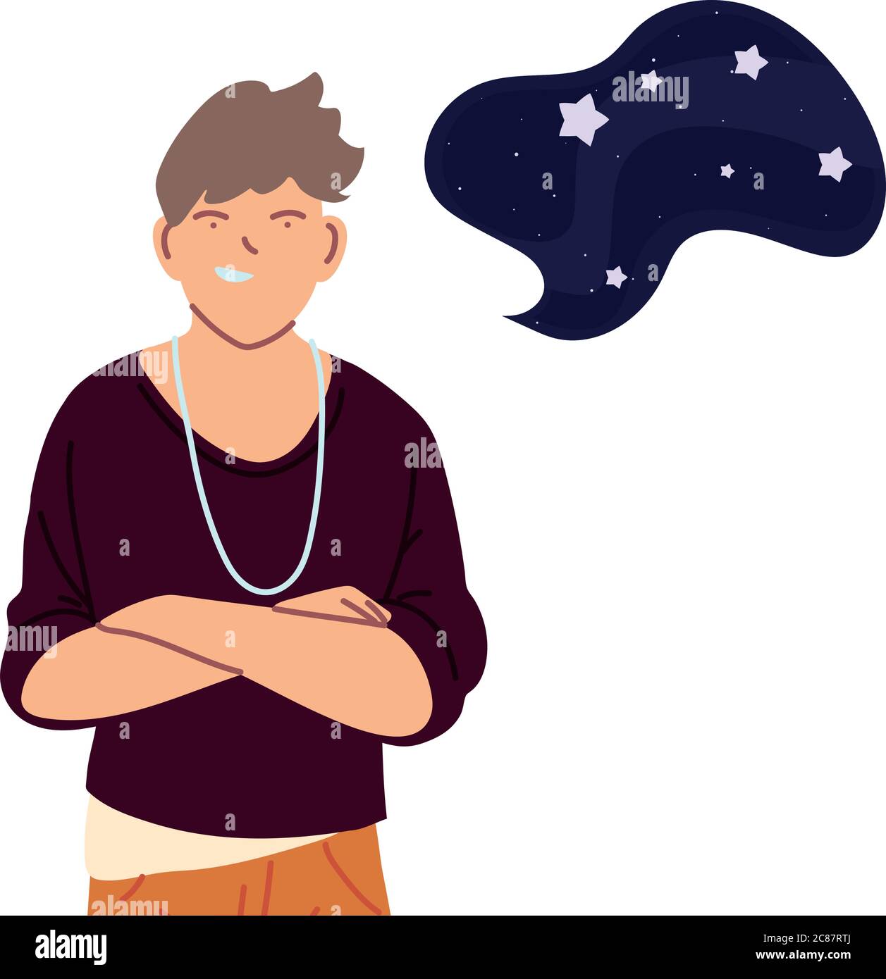 american man cartoon with night bubble design, Male person people human ...