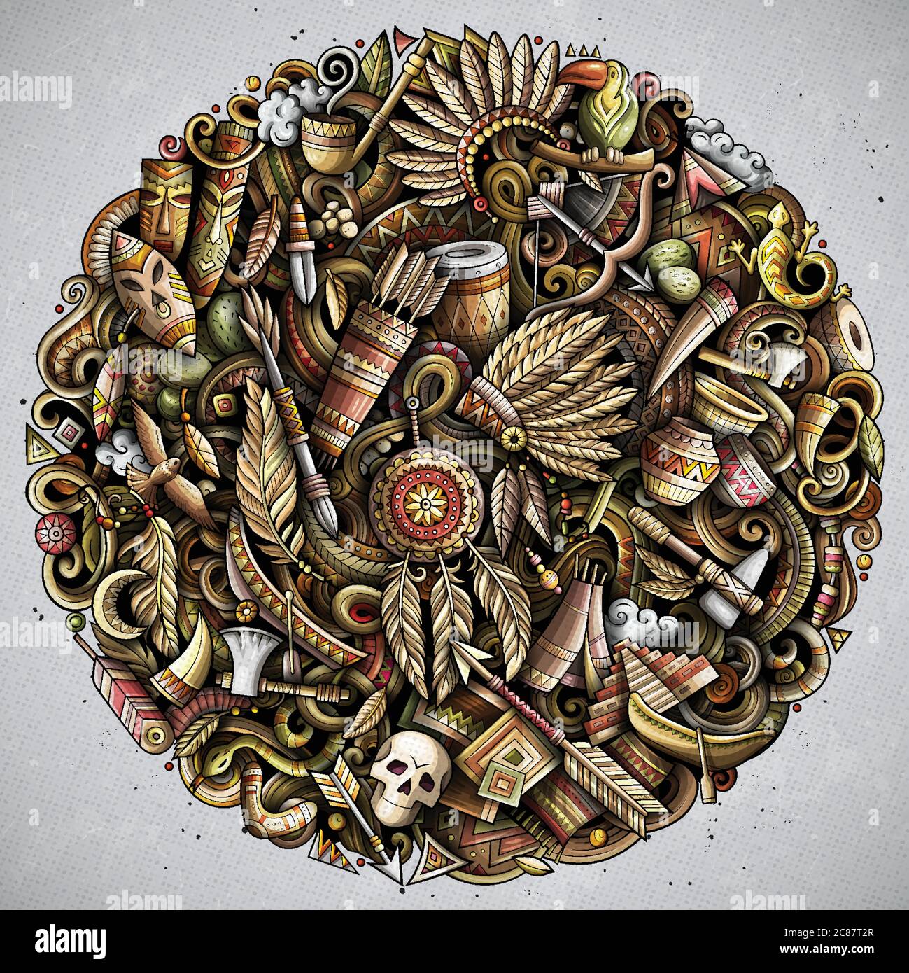 Native American hand drawn vector doodles illustration Stock Vector ...