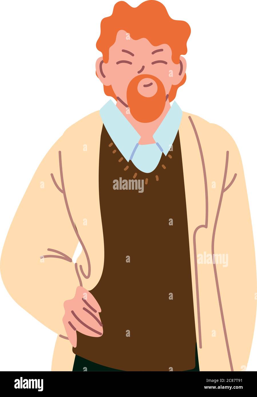 red hair man cartoon design, Male person people human social media and ...