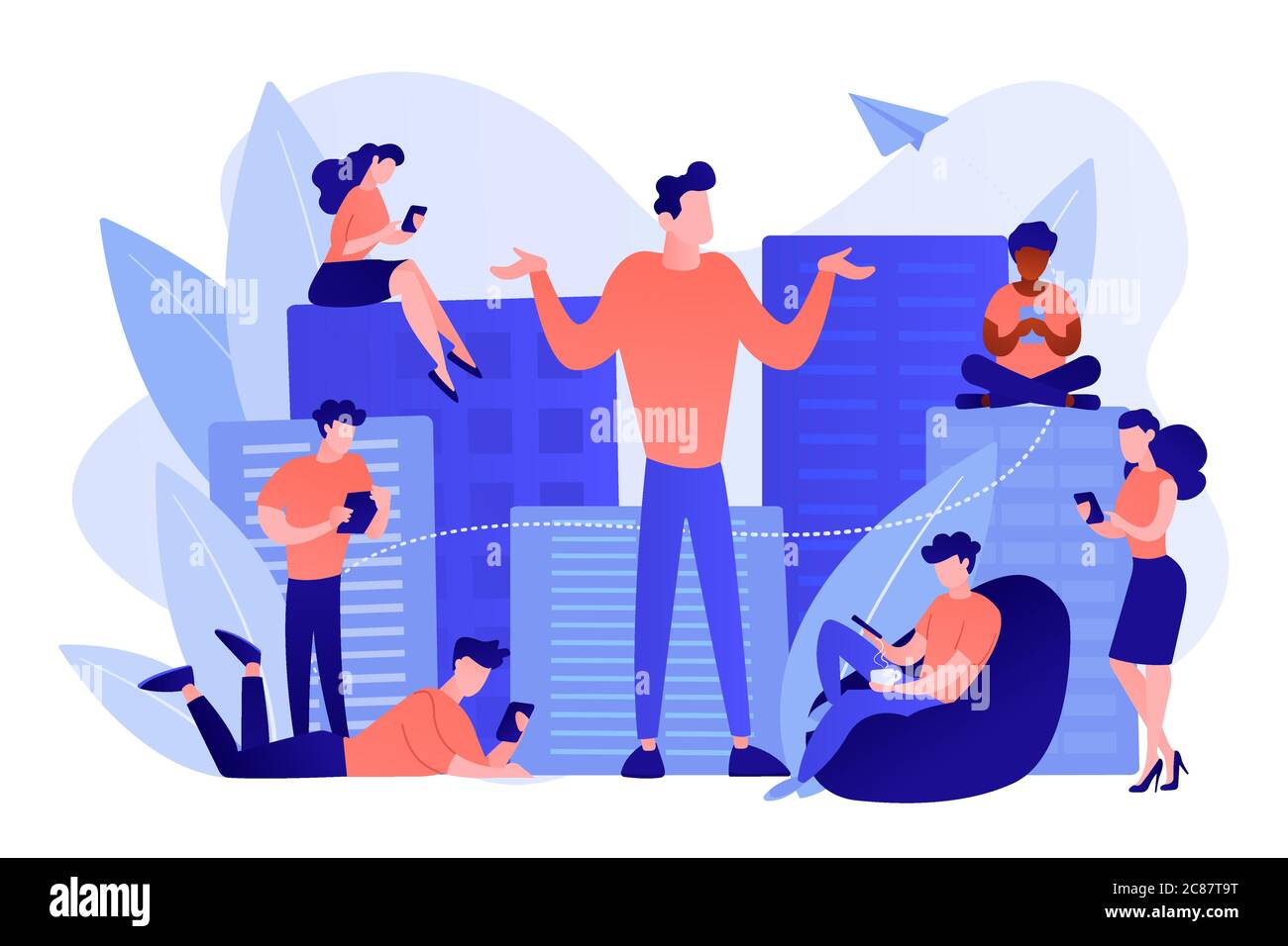 Smartphone addiction concept vector illustration Stock Vector Image ...