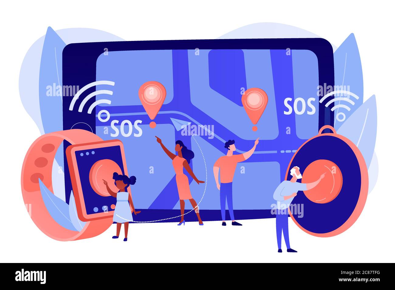 Personal emergency button concept vector illustration Stock Vector ...