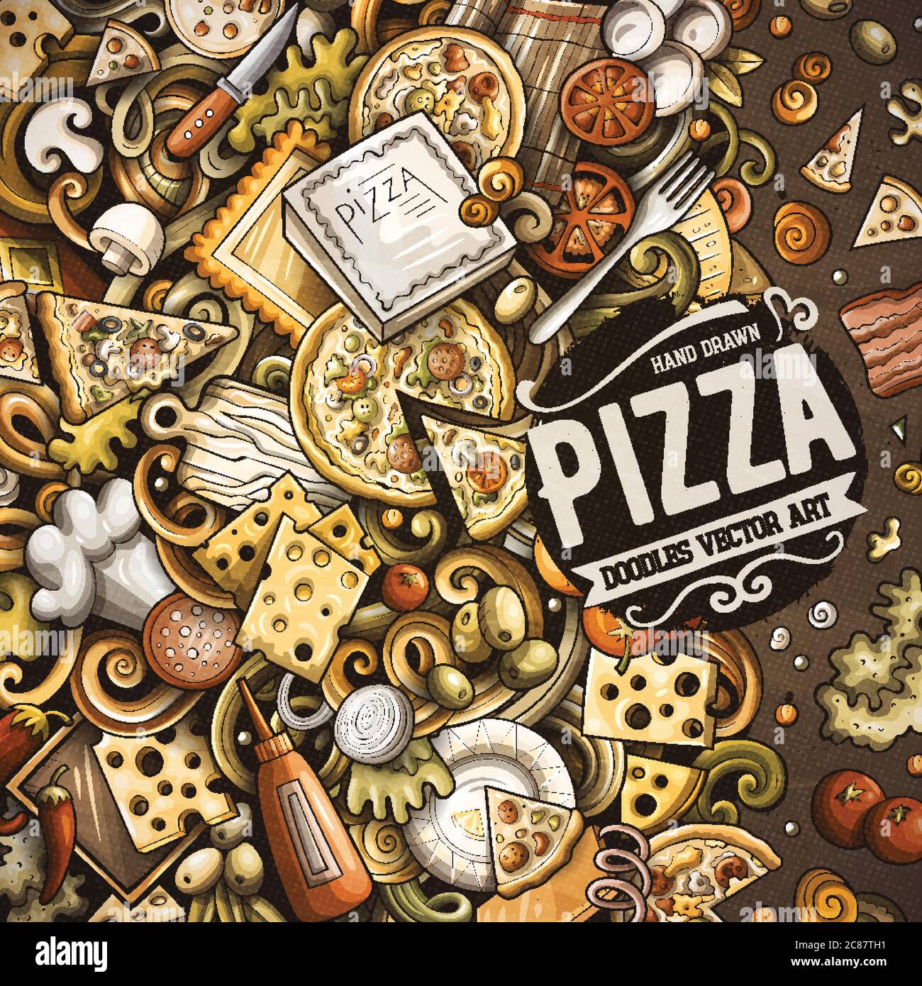 Cartoon vector doodles Pizza frame Stock Vector Image & Art - Alamy