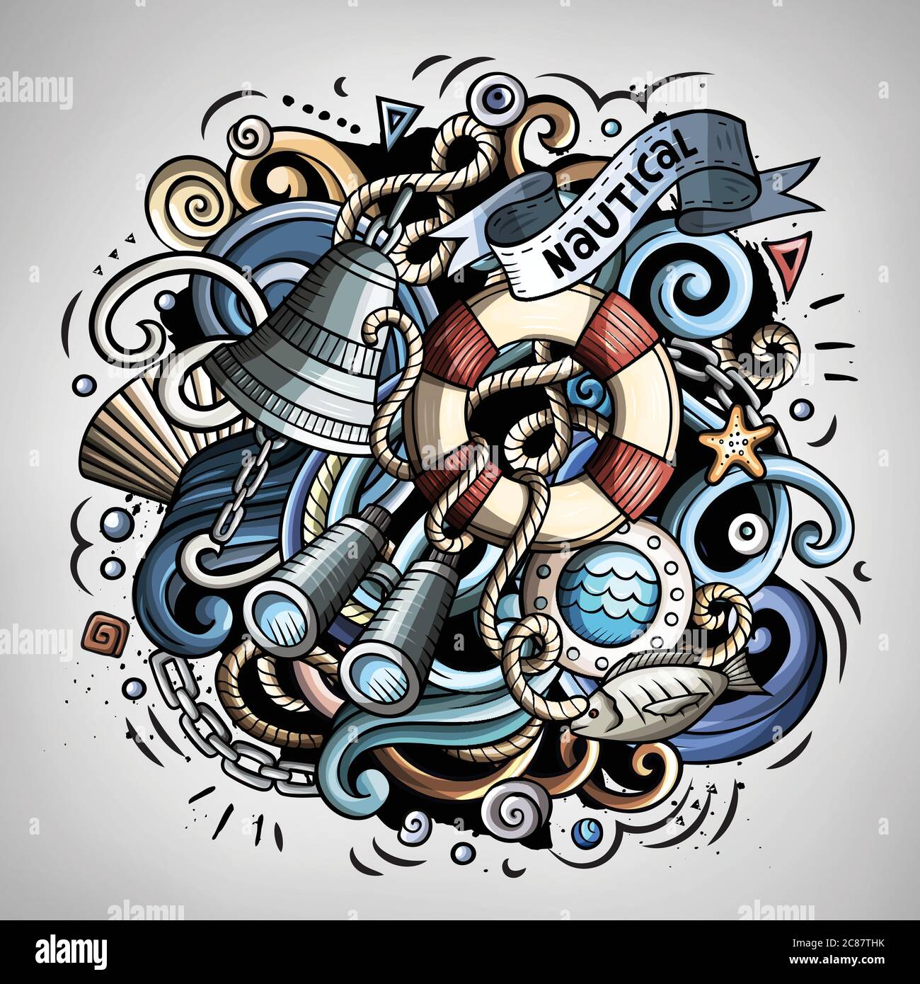 Nautical cartoon vector doodle illustration Stock Vector Image & Art ...