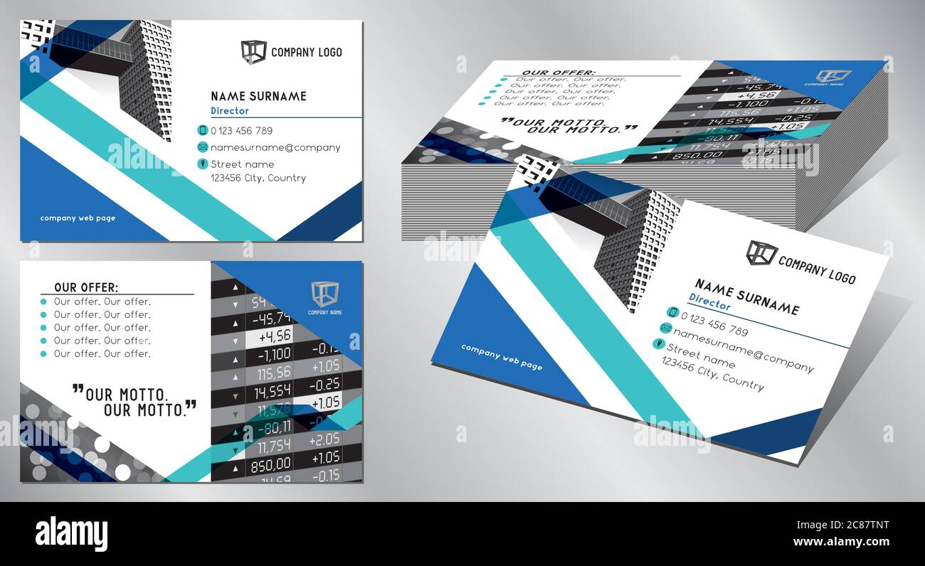 Business card template (85x55 mm) - modern office buildings Stock ...