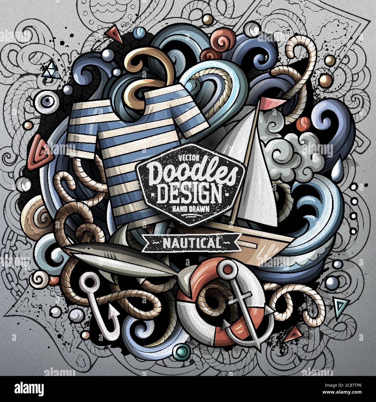 Nautical cartoon vector doodle illustration Stock Vector Image & Art ...