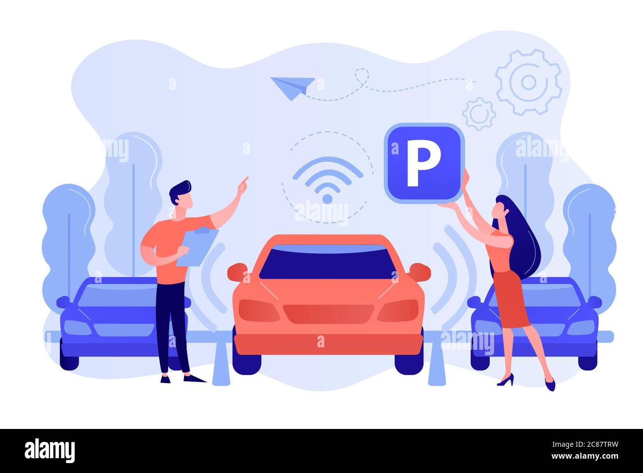 Self-parking car system concept vector illustration Stock Vector Image ...