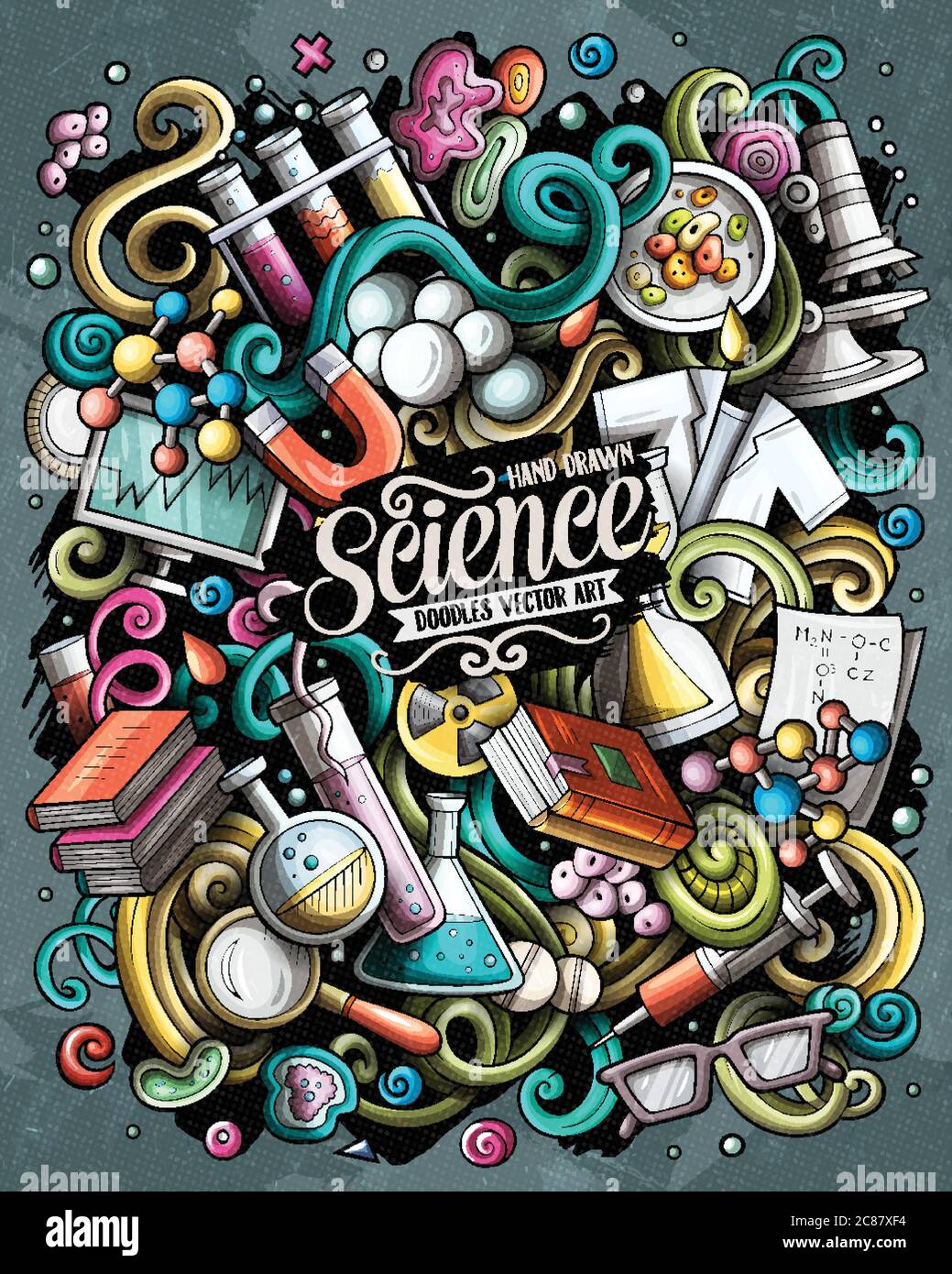 Science hand drawn vector doodles illustration. Poster design Stock ...