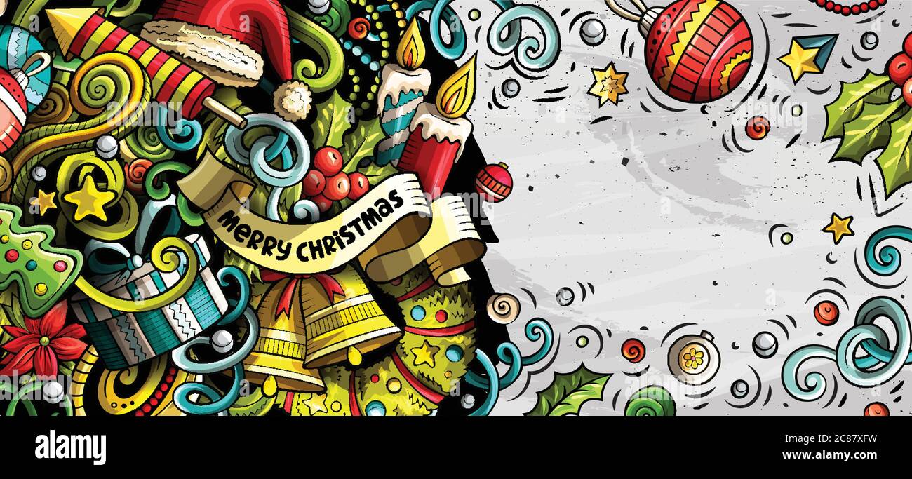 New Year hand drawn doodle banner. Cartoon detailed flyer Stock Vector ...