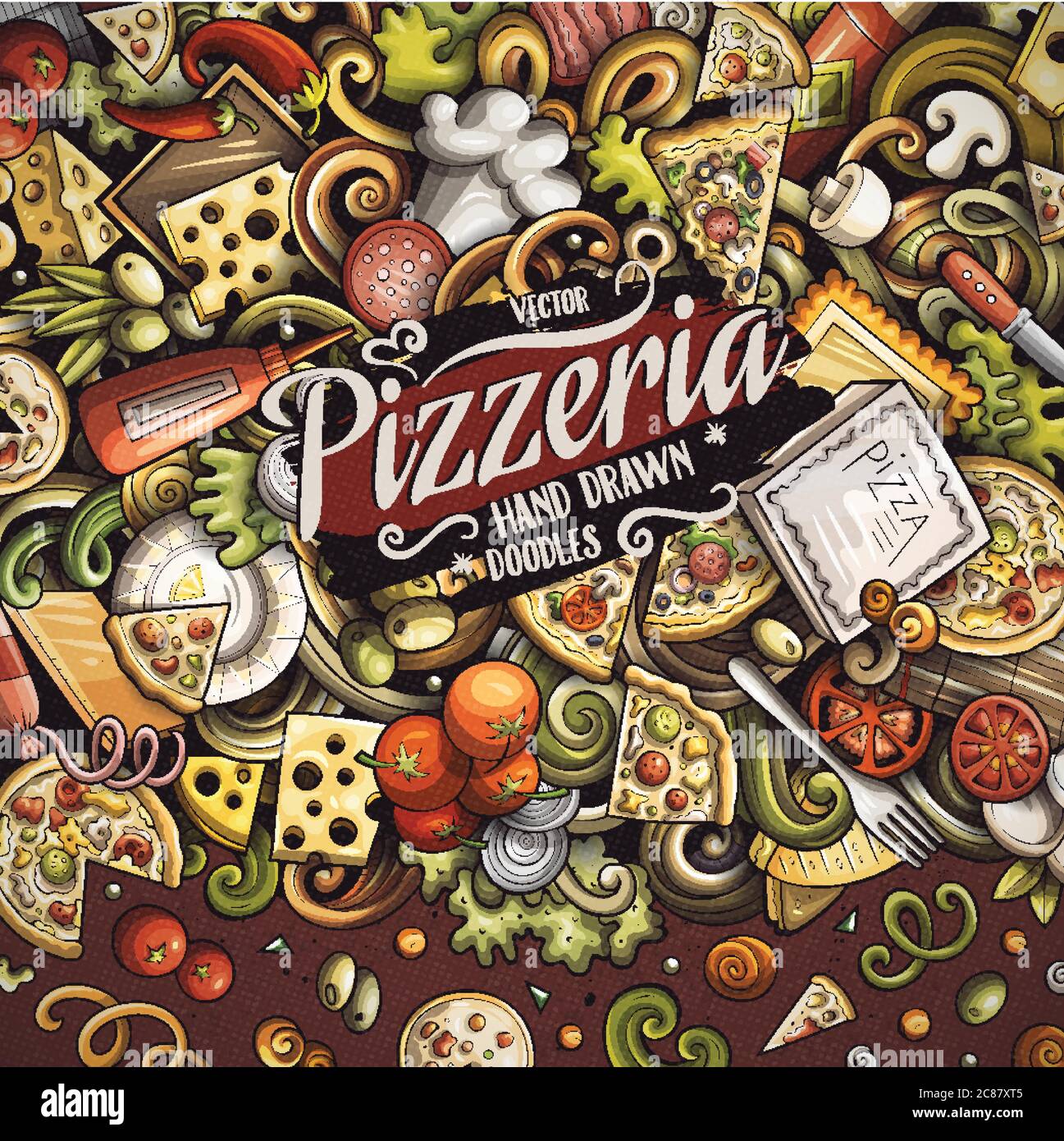 Cartoon vector doodles Pizza frame Stock Vector Image & Art - Alamy