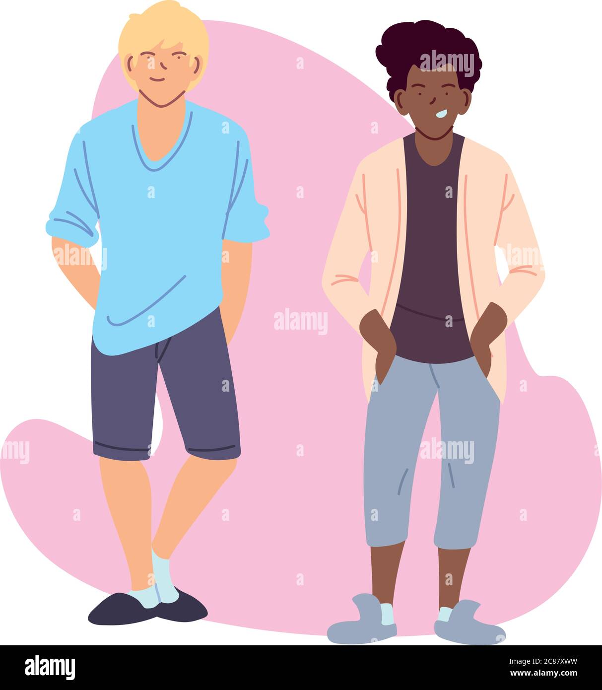 african and american men cartoons design, Cultural and friendship ...