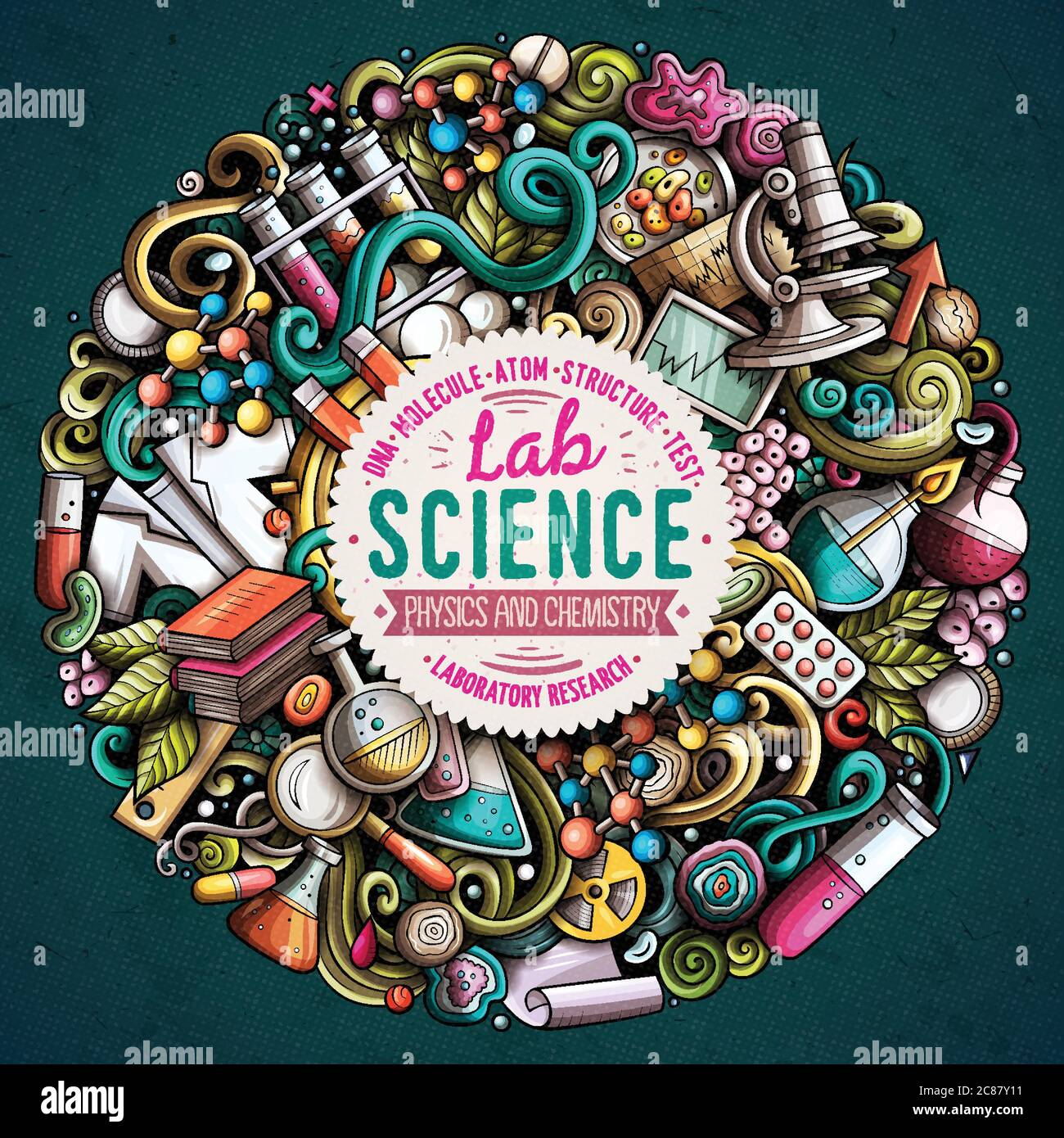 Science hand drawn vector doodles illustration. Poster design Stock ...