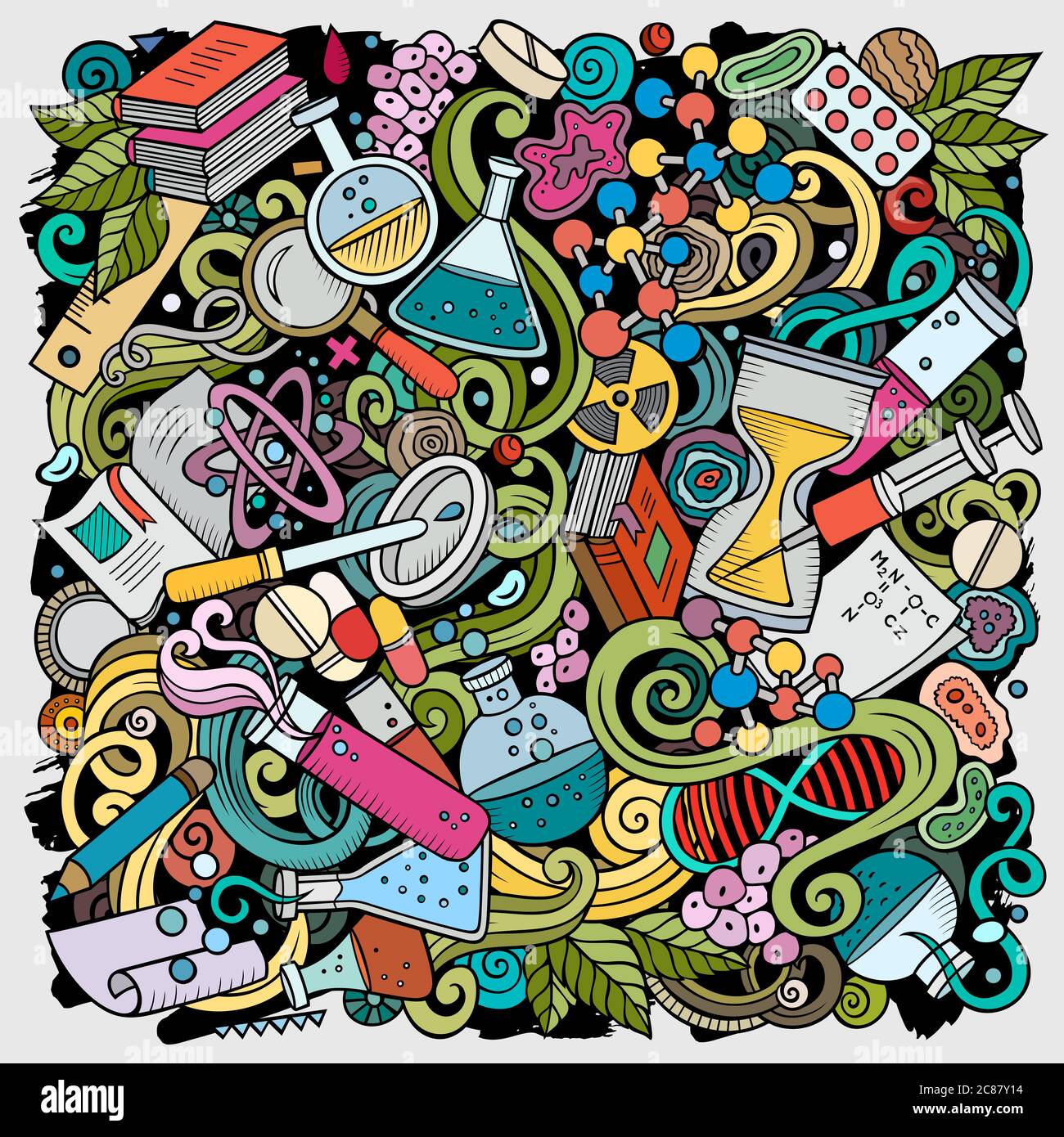 Science hand drawn vector doodles illustration. Poster design Stock ...