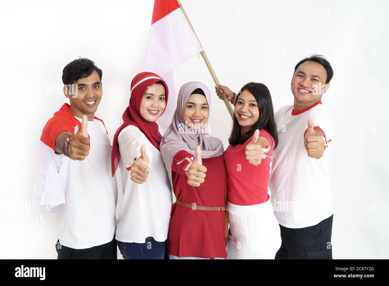 indonesian group of friend showing thumb up during indonesia national ...