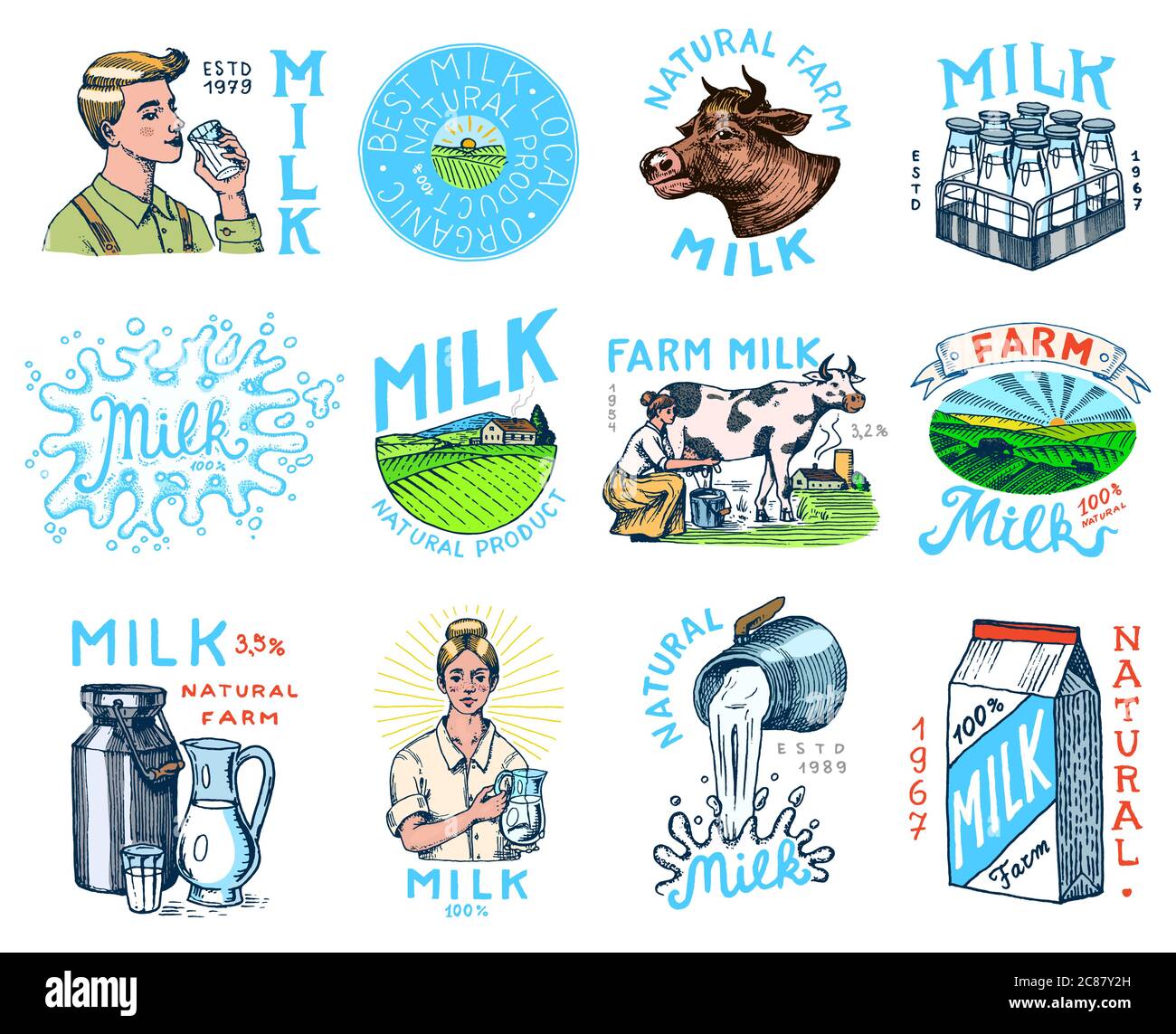 Milk yogurt milkmaid icon hi-res stock photography and images - Alamy