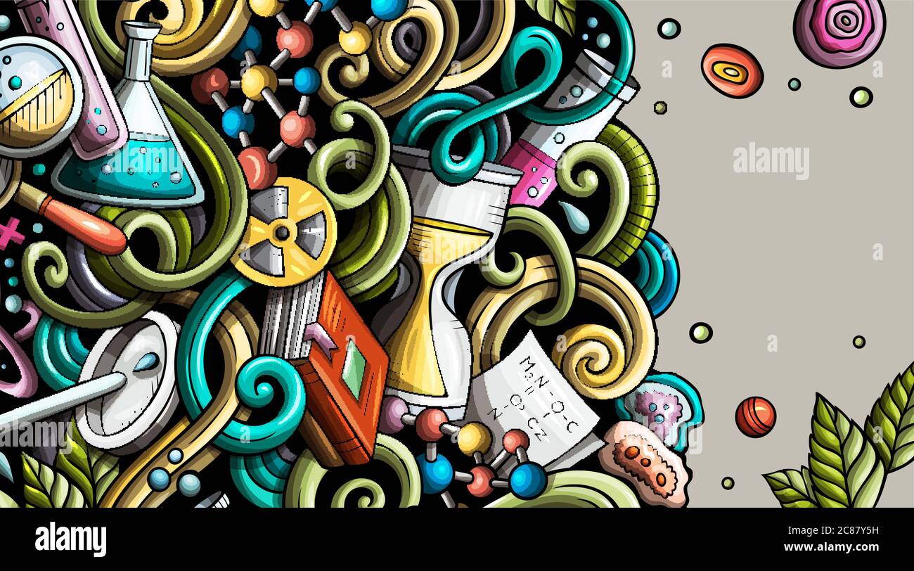 Science hand drawn doodle banner. Cartoon detailed flyer Stock Vector ...