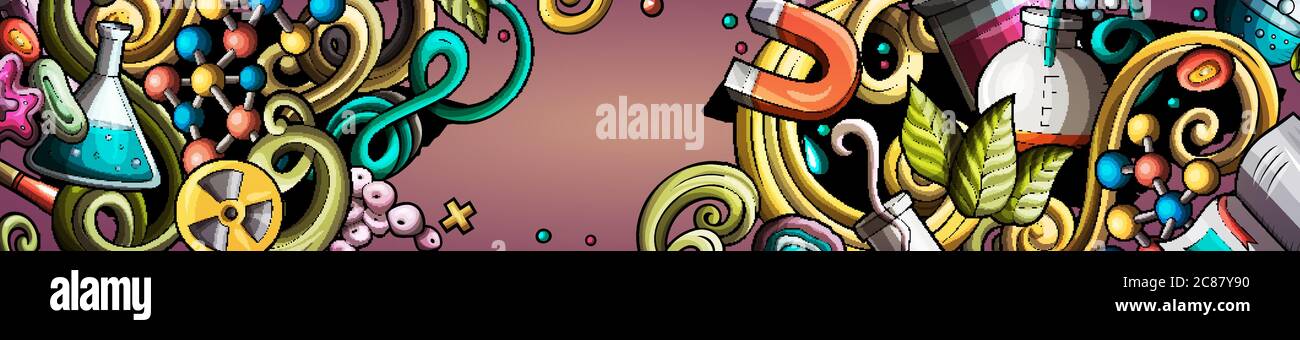 Science hand drawn doodle banner. Cartoon detailed flyer Stock Vector ...