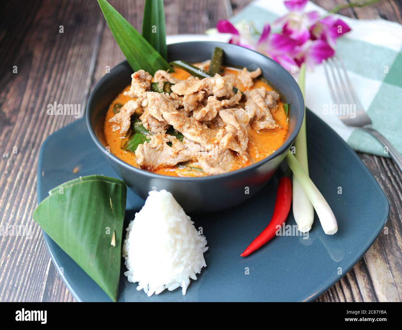 Panang curry with jasmine rice - Tasty authentic Thai food ( Panang Moo ...