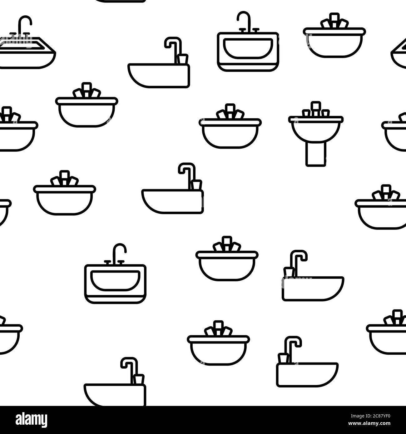 Sink Ceramic Bathroom Vector Seamless Pattern Stock Vector Image & Art ...