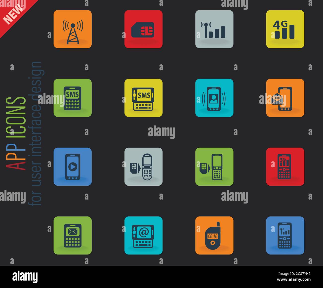 mobile connection icon set Stock Vector Image & Art - Alamy