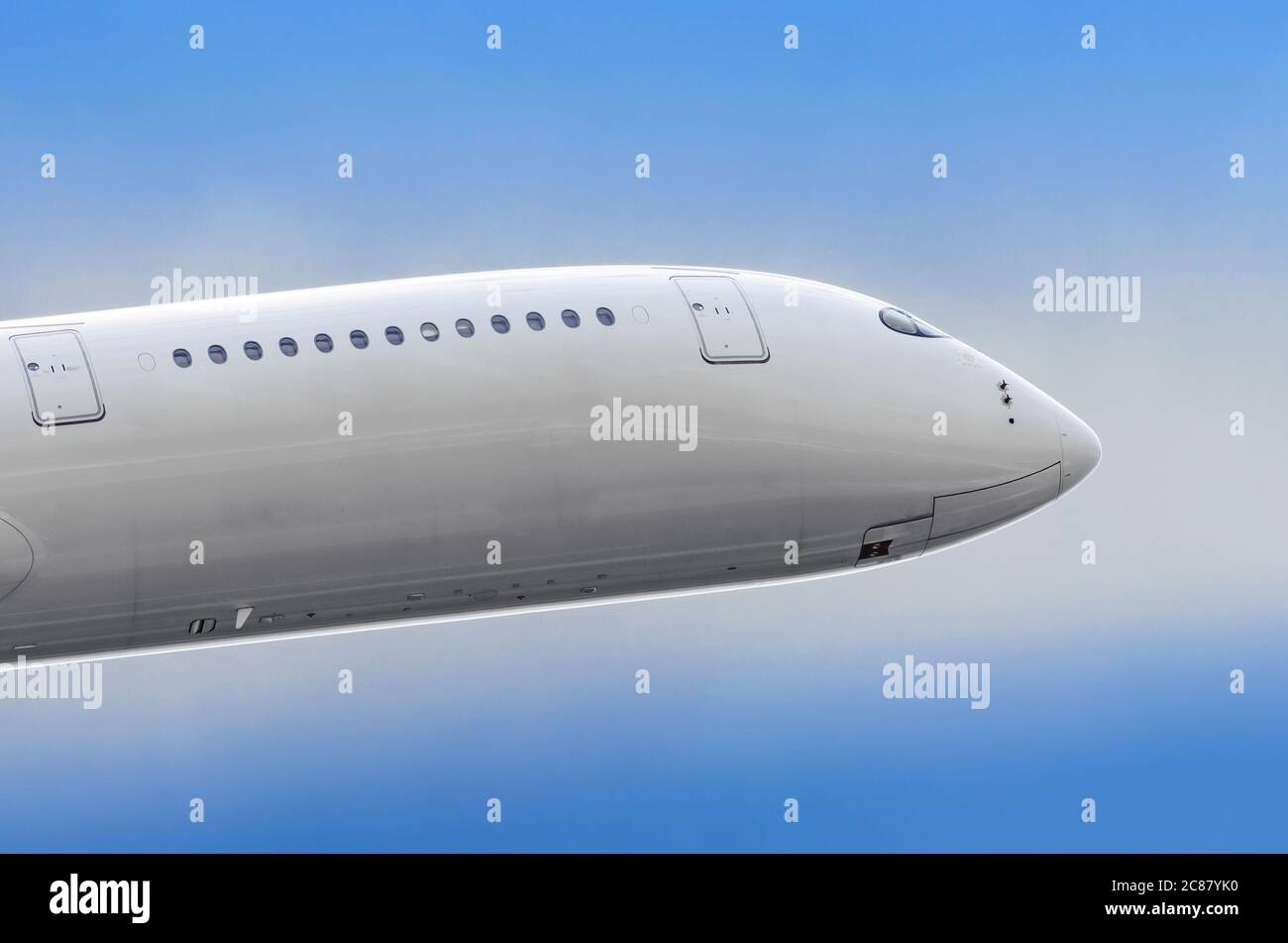 Airplane nose cockpit flight into the sky Stock Photo - Alamy