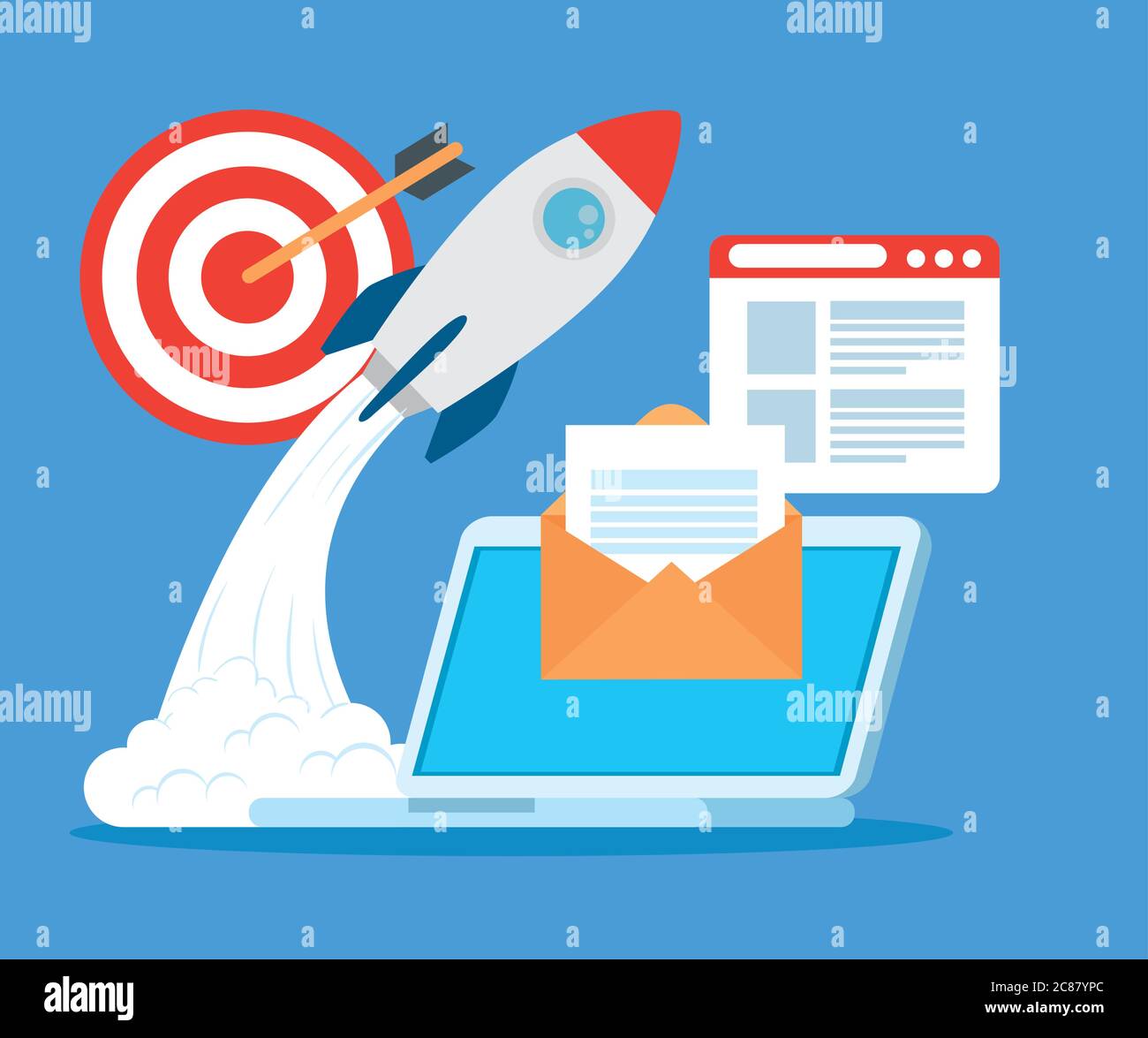 business start up concept, banner, business object startup process ...