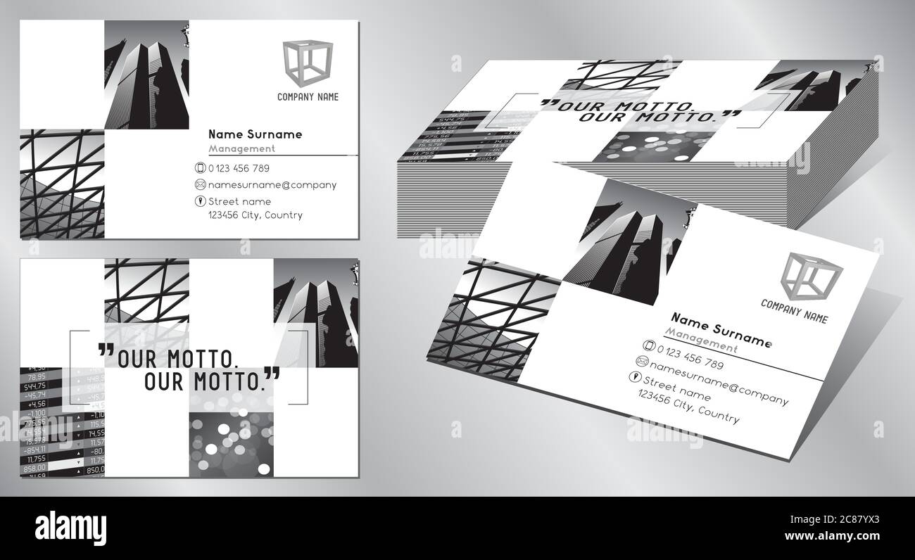 Business card template (85x55 mm) - modern office buildings ...