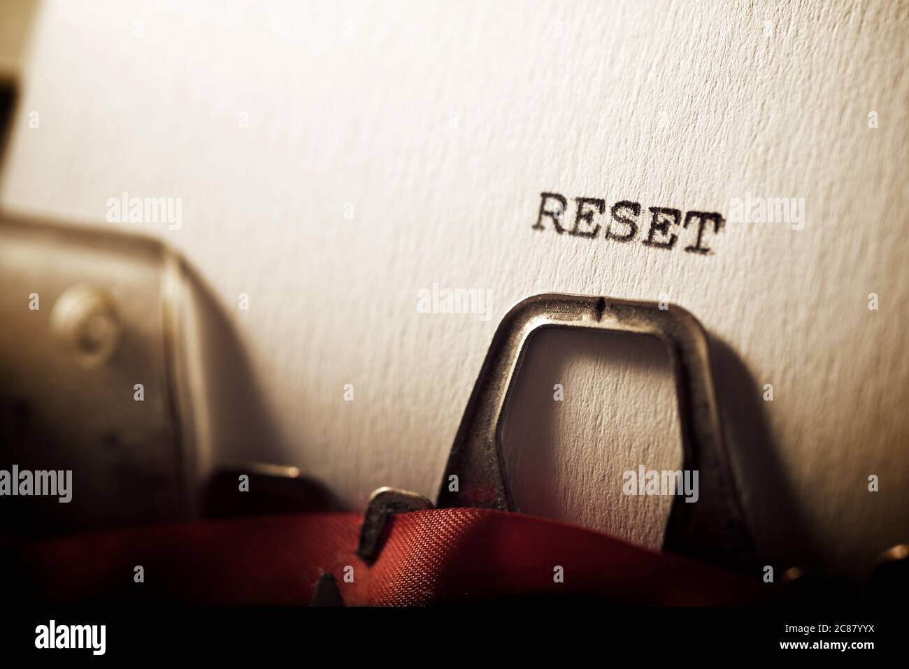 Reset word written with a typewriter Stock Photo - Alamy